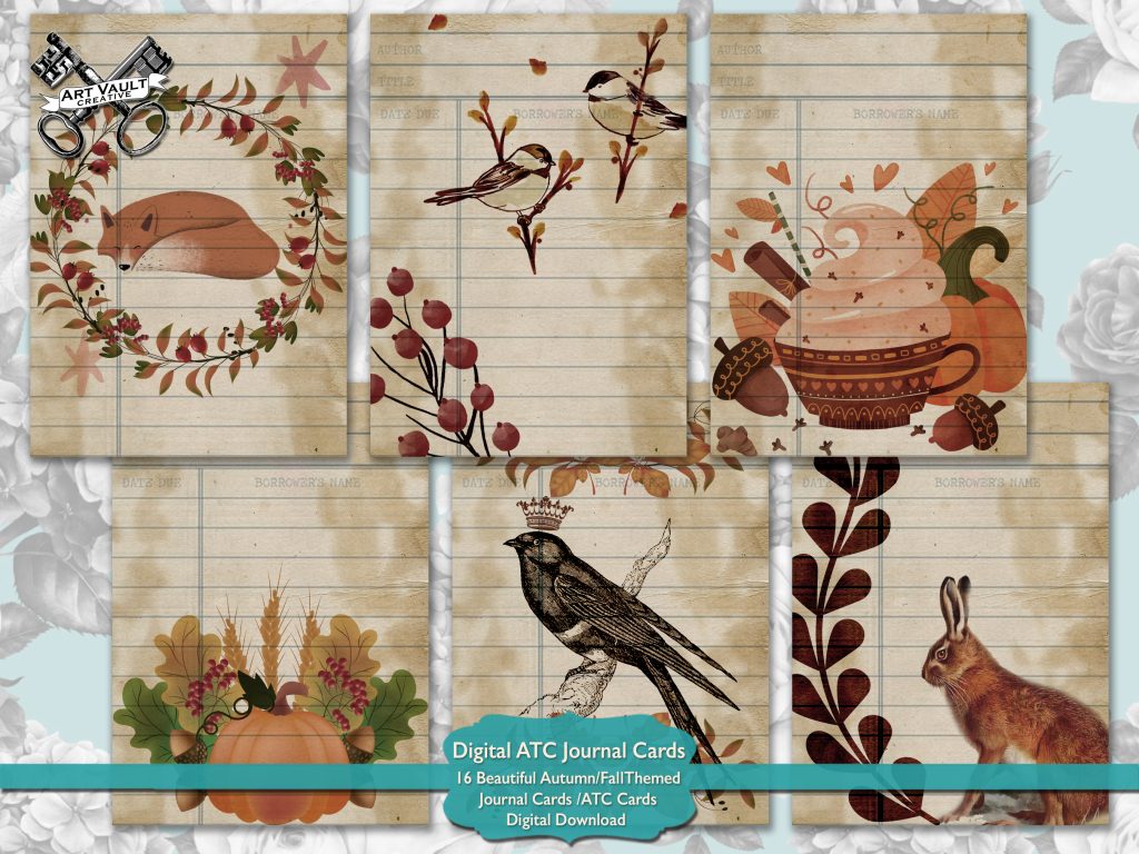 Royal Birds Vintage ATC Journal Cards - Art Vault Creative